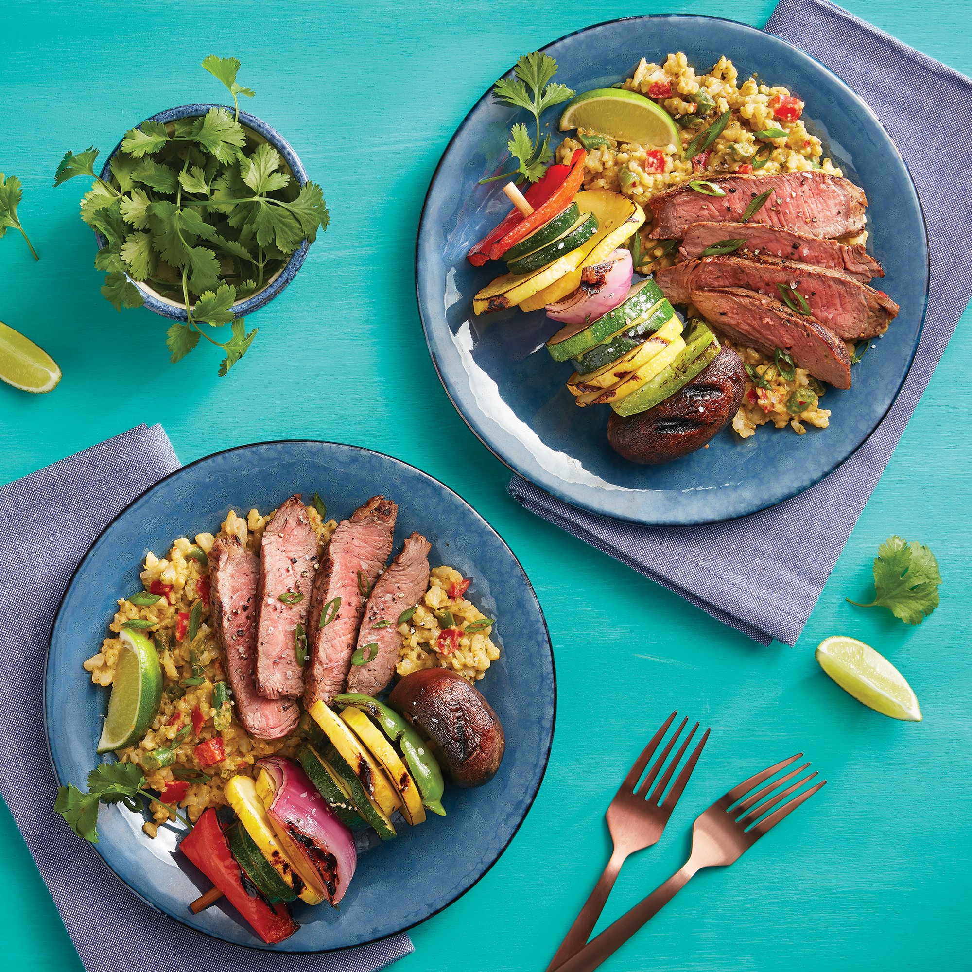 Steak and Kabobs with Thai Cauliflower Rice Recipe from H-E-B