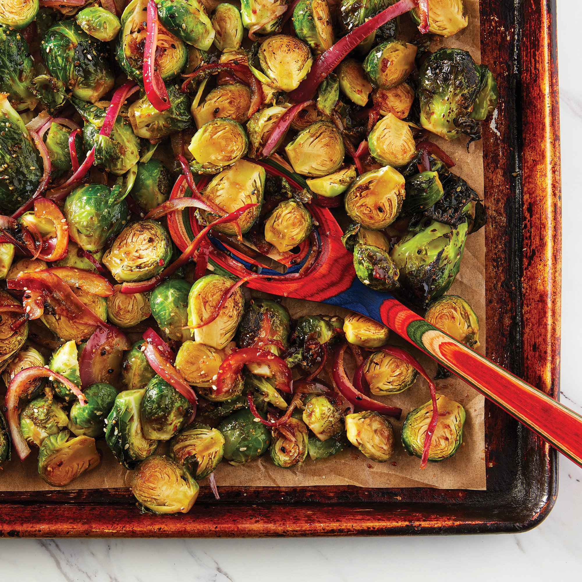 Whiskey Glazed Charred Brussels Sprouts Recipe from H-E-B