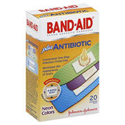 Band-Aid Plus Antibiotic Neon Colors Assorted Sizes Adhesive Bandages ...