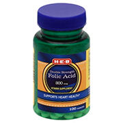 H-E-B Double Strength Folic Acid 800 mcg Tablets - Shop Vitamins ...