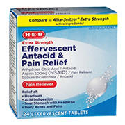 H-E-B Antacid and Pain Relief Original Flavor Effervescent Tablets ...