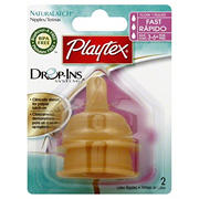 Playtex Drop-Ins System Fast Flow NaturaLatch Latex Nipples (3-6 ...