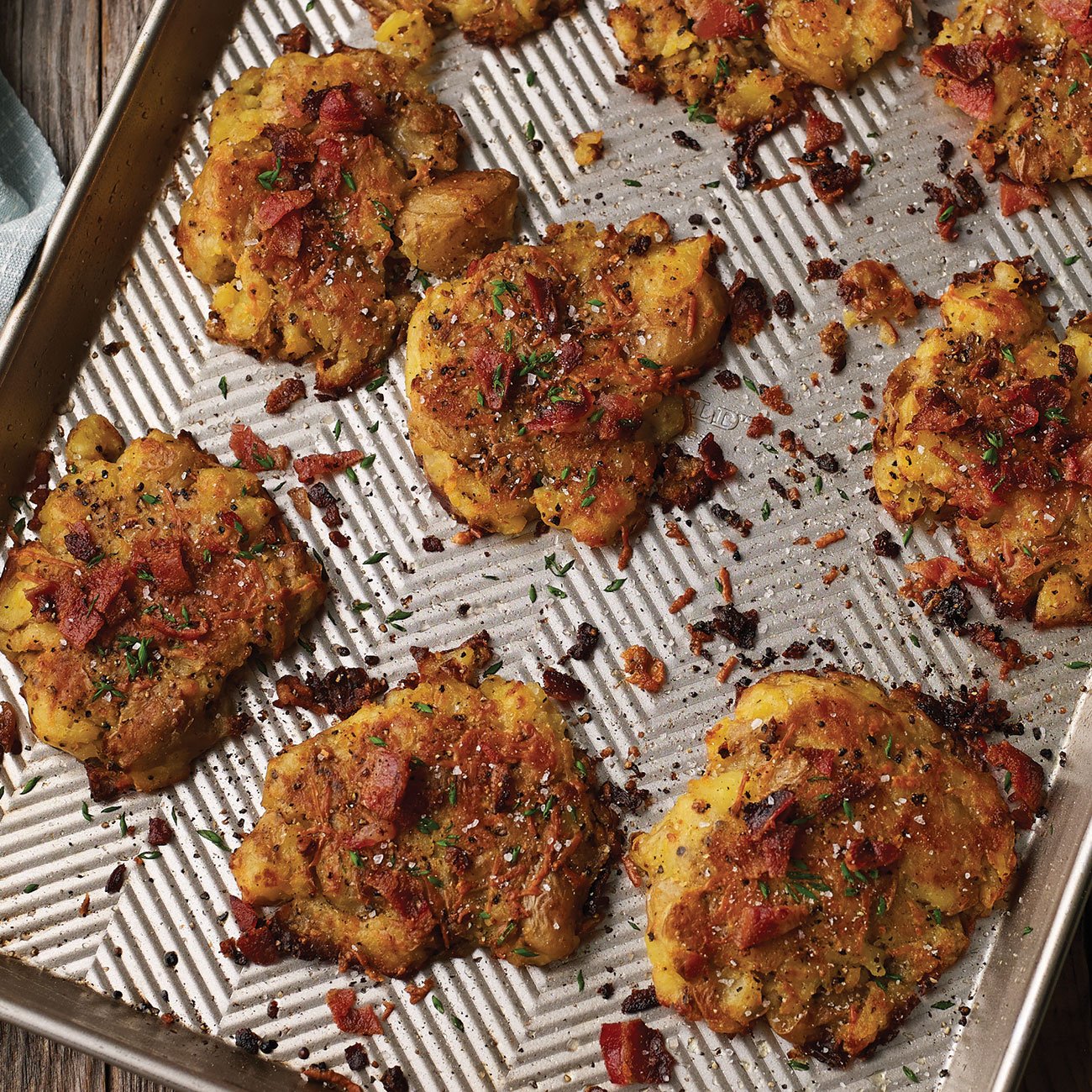 Smashed Hickory Parmesan Potatoes Recipe from H-E-B